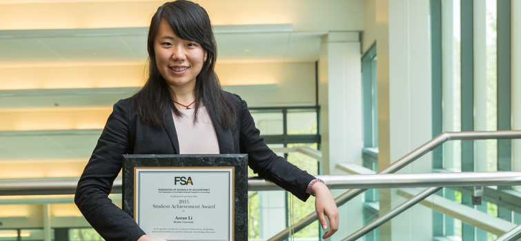 Congratulations to Aoran Li, FSA student award winner 2015 | Bentley University