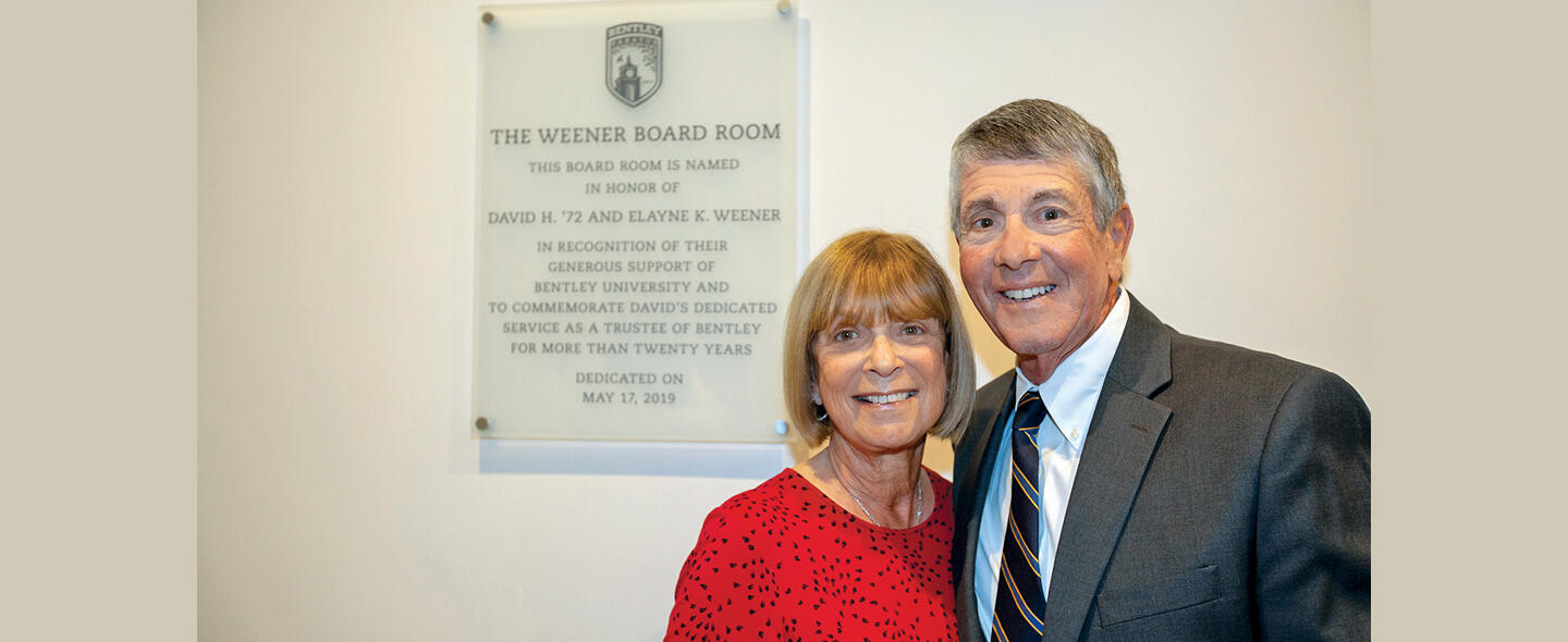 Bentley University honors retiring trustee David Weener and his wife ...